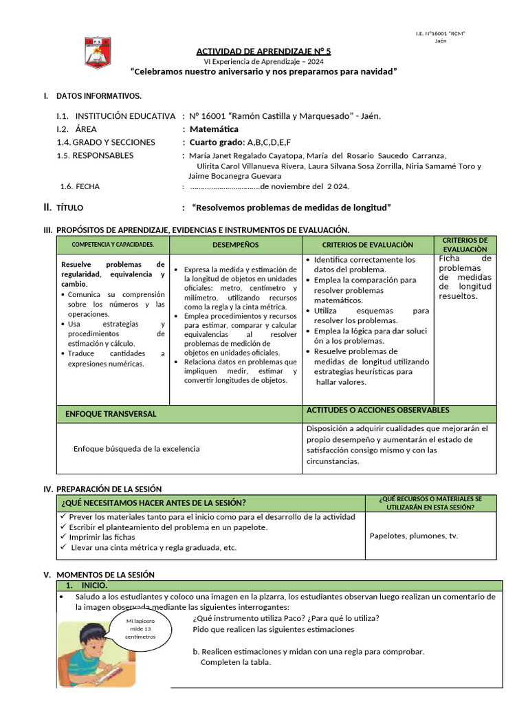 ACT, Realizamos mediciones. | PDF | Evaluación | Medición