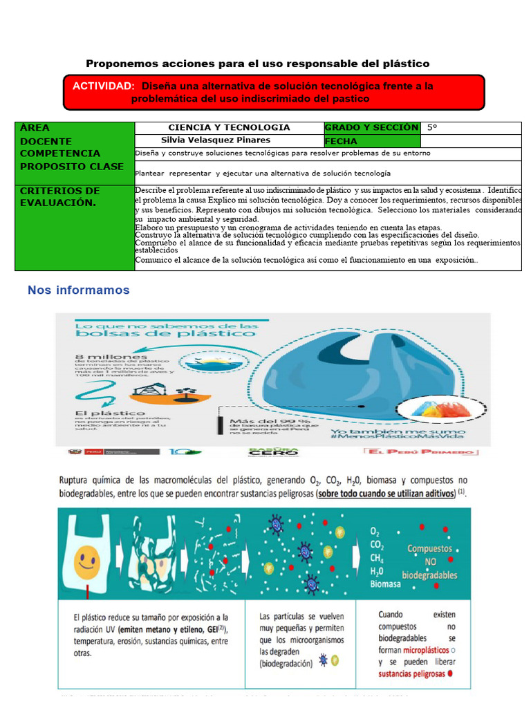 DISEÑA 5TO Sobre El Consumo de Plasticos 2024 | PDF | El plastico ...