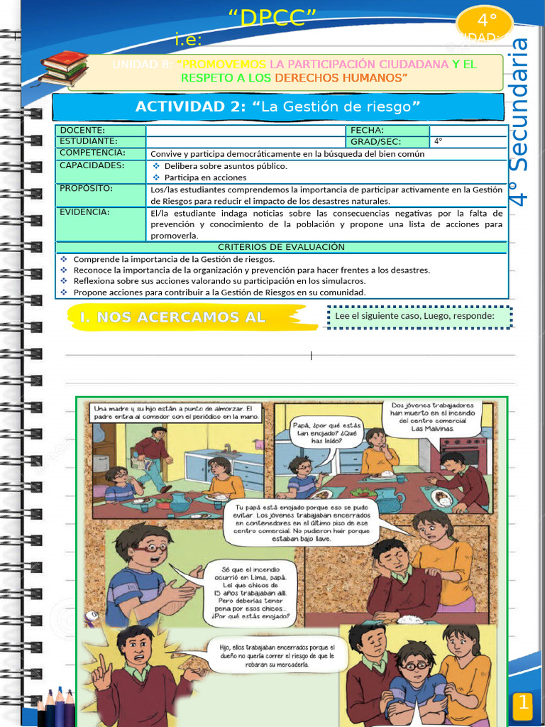 4° DPCC - Actv.02-Unid.8 2023 | PDF | Riesgo | Reducción de Desastres