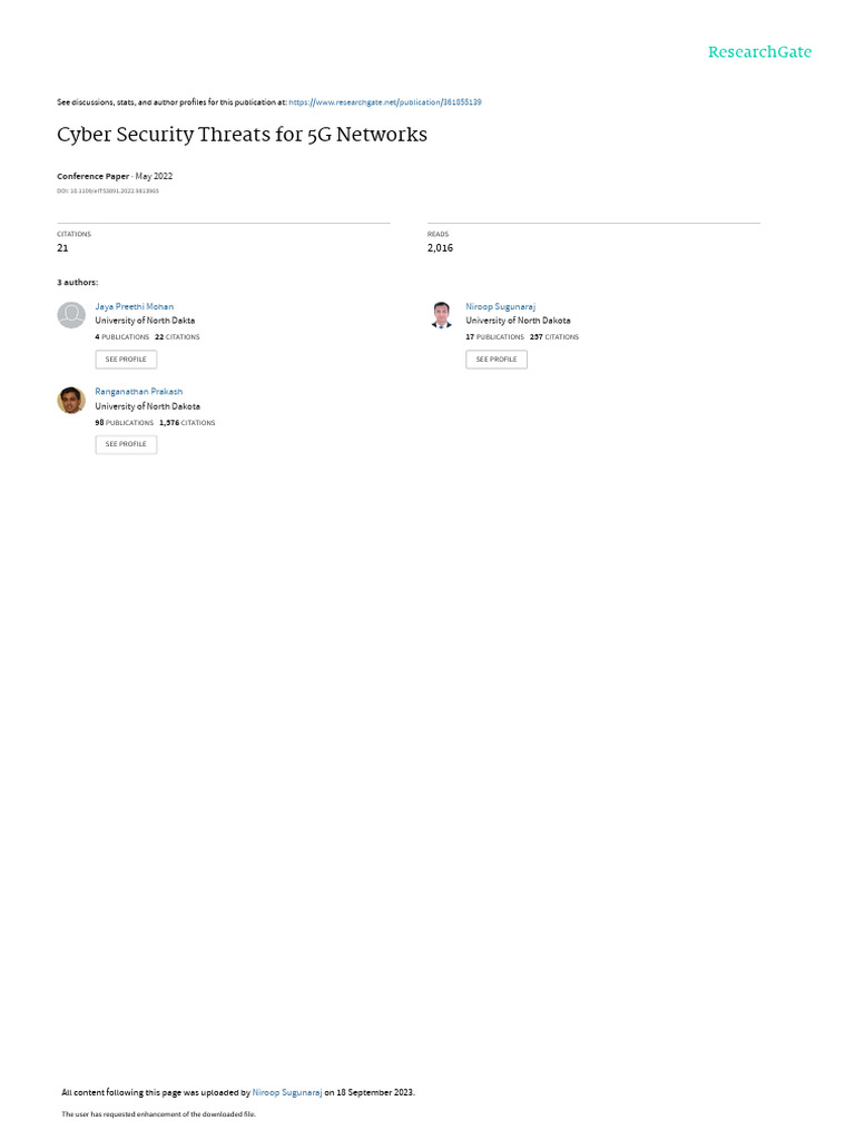 Cyber Security Threats For 5G Networks | PDF | Computer Network | Denial Of Service Attack