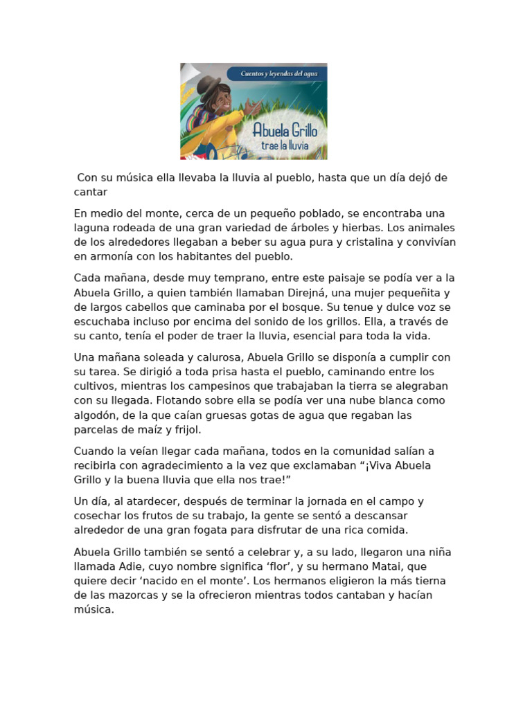 La Leyenda de Abuela Grillo | PDF | Lluvia