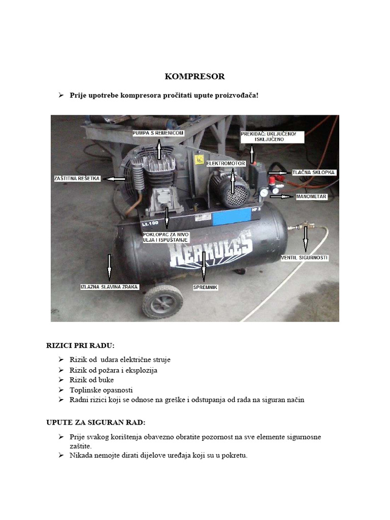 Uputstvo - Kompresor | PDF