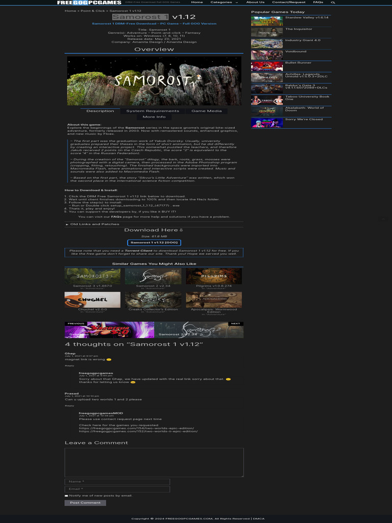 Samorost 1 v1.12 DRM-Free Download - Free GOG PC Games | PDF ...