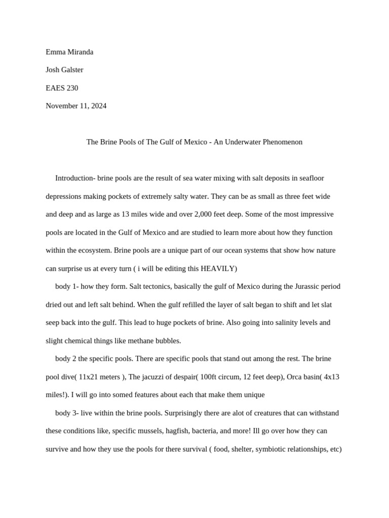 Brine Pool Draft | PDF