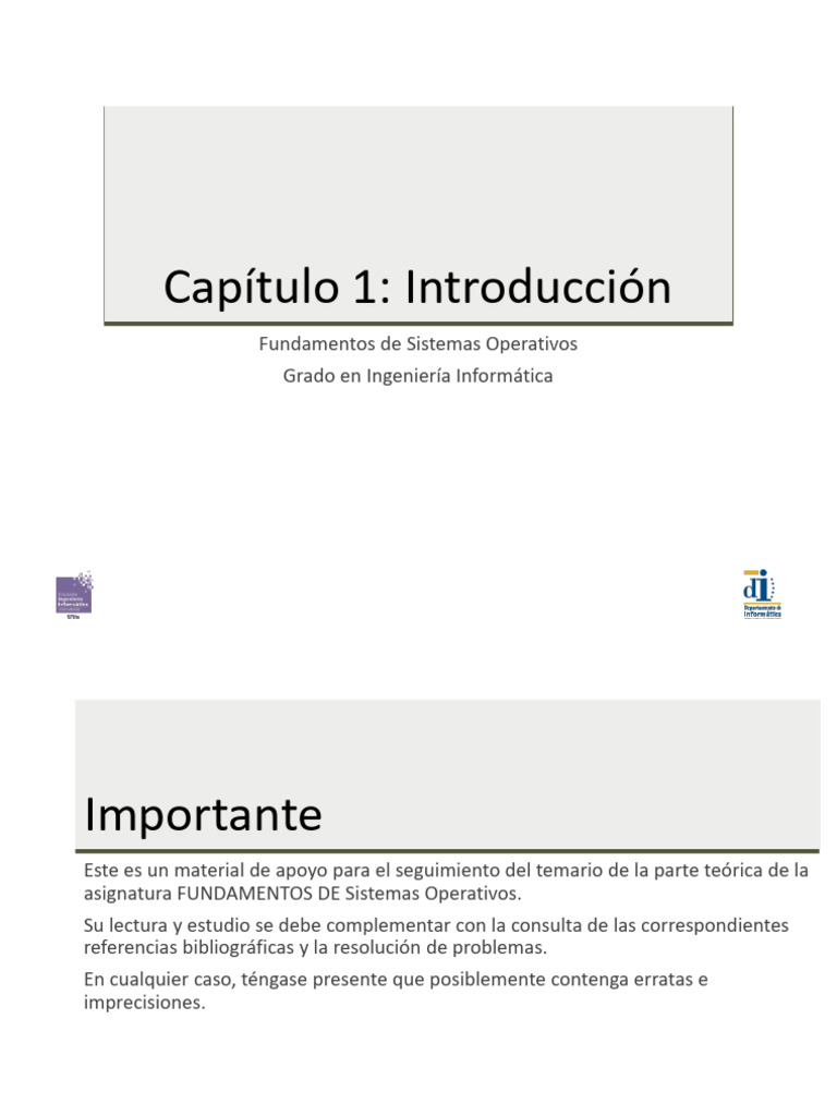 FSO 01 Intro | PDF | Sistema operativo | De entrada y salida