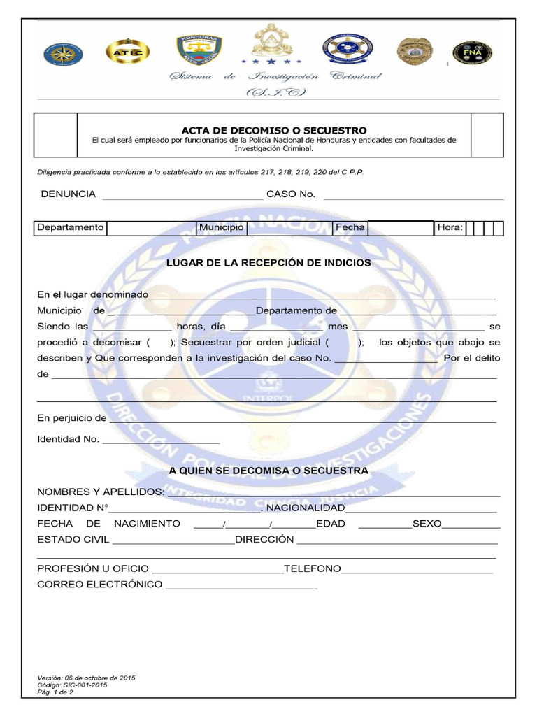 Acta de Decomiso | PDF