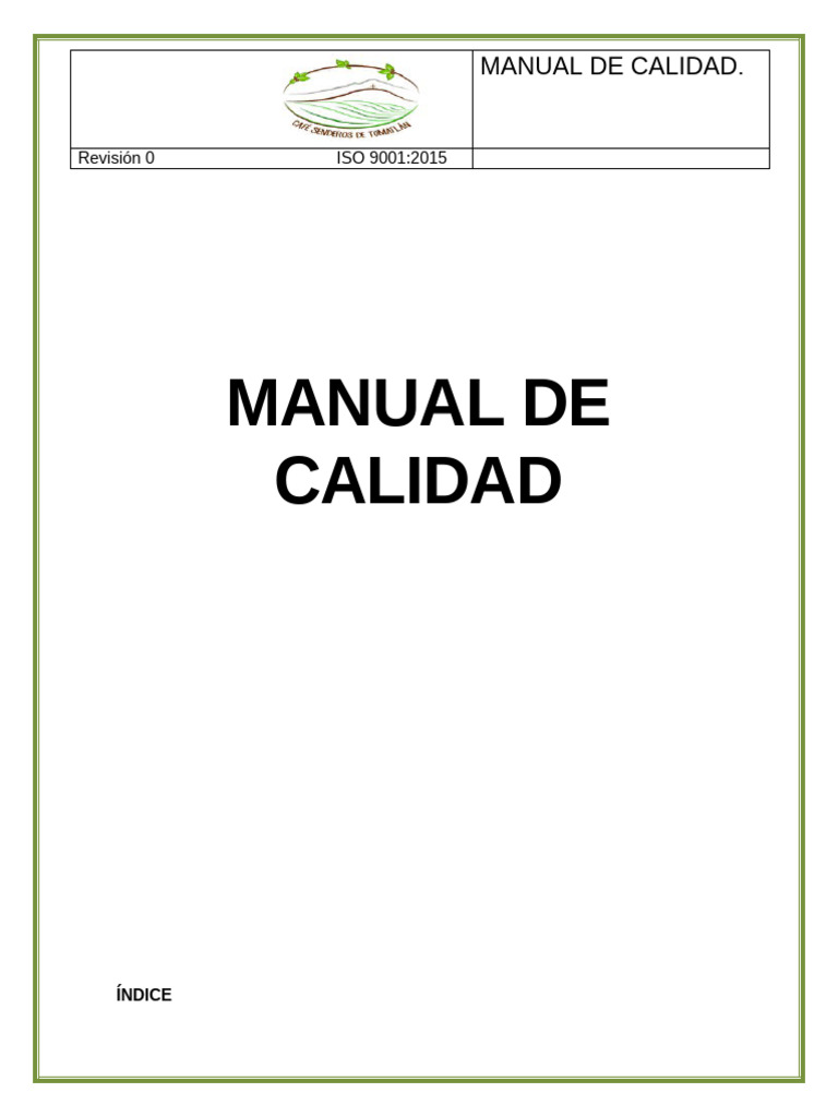 MANUAL_DE_CALIDAD | PDF | Calidad (comercial) | Sistema de manejo de calidad