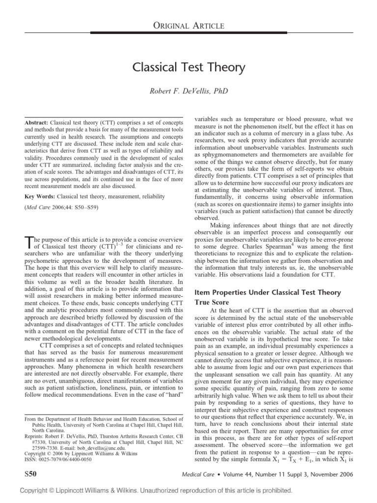 CTT | PDF | Factor Analysis | Variance