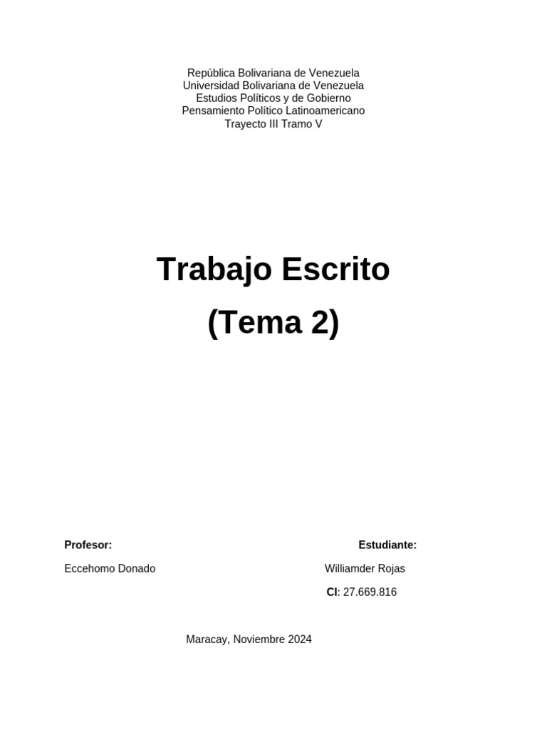 Trabajo Escrito Tema 2 PPL Will | PDF | Democracia | Ideologías políticas