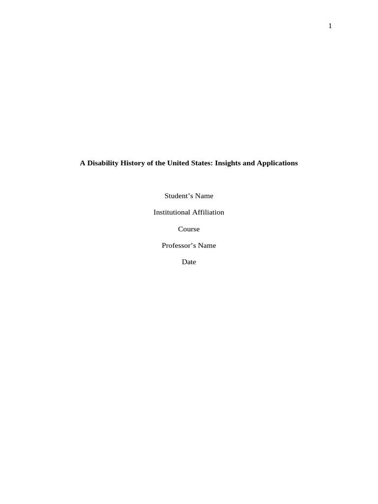 A Disability History of The United States | PDF | Disability ...