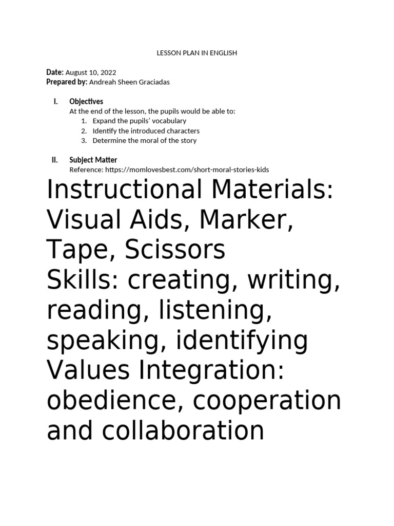 Lesson Plan | PDF | Lesson Plan