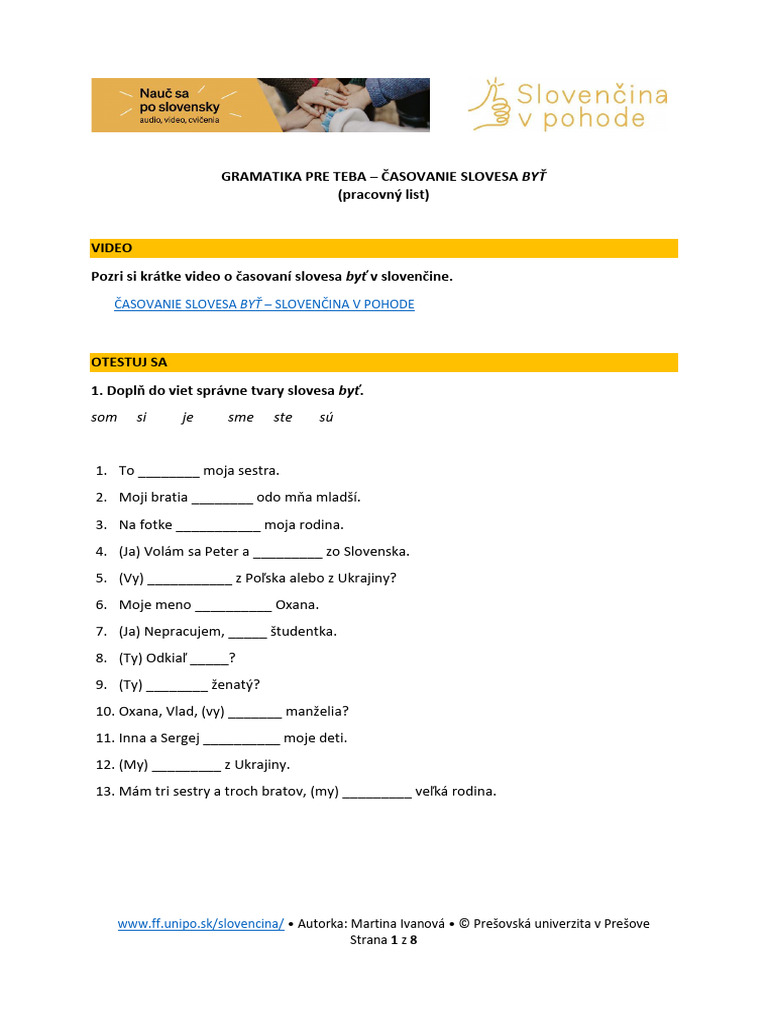 PL-gramatika Pre Teba-Casovanie Slovesa Byt | PDF