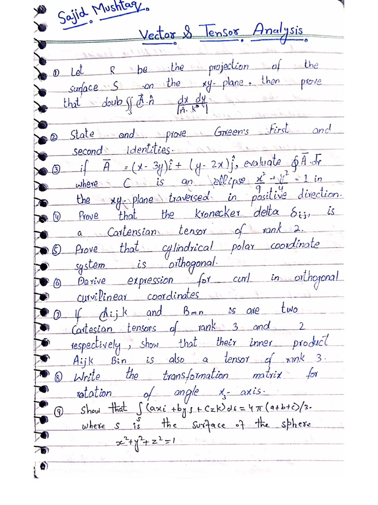 Vector Tensor Analysis (MAHI) | PDF