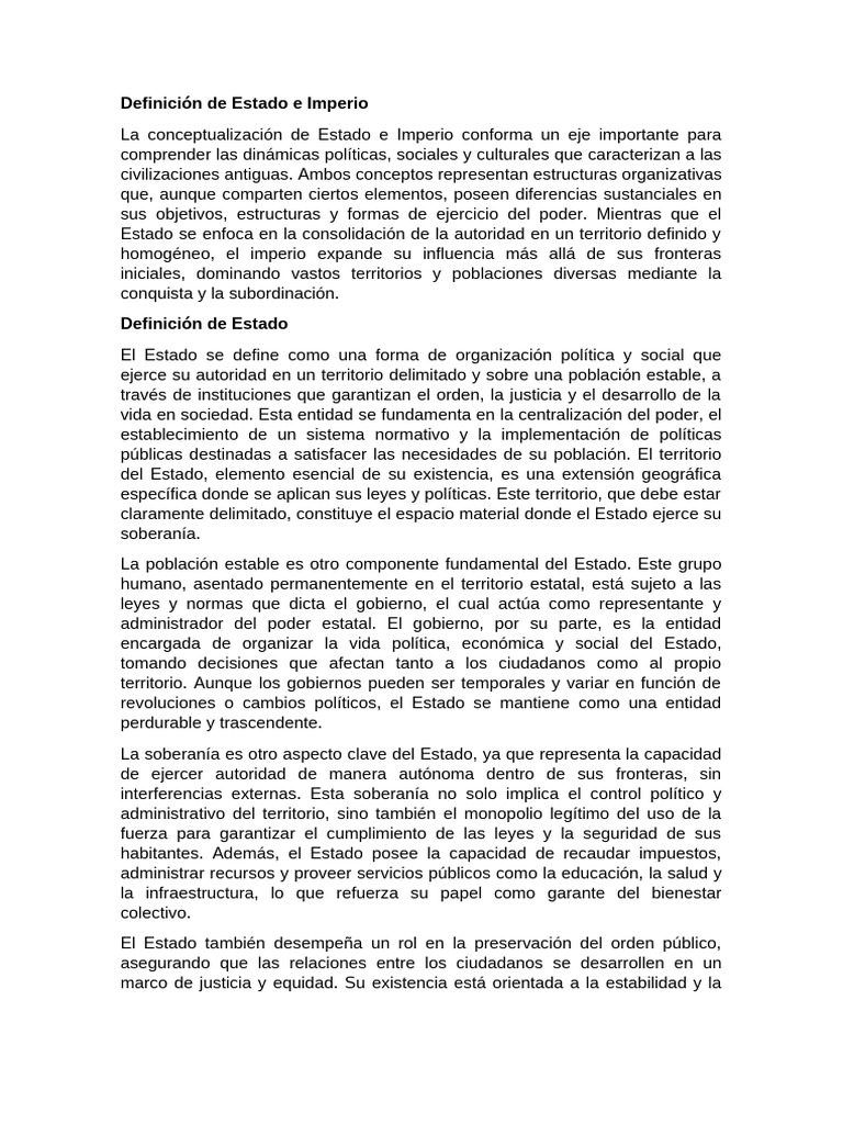 Definición de Estado e Imperio | PDF | Estado (política) | imperio Romano