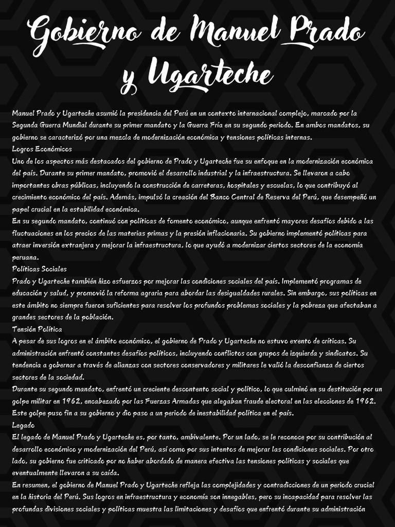 Gobierno de Manuel Prado y Ugarteche | PDF | Perú | Teoría de la ...