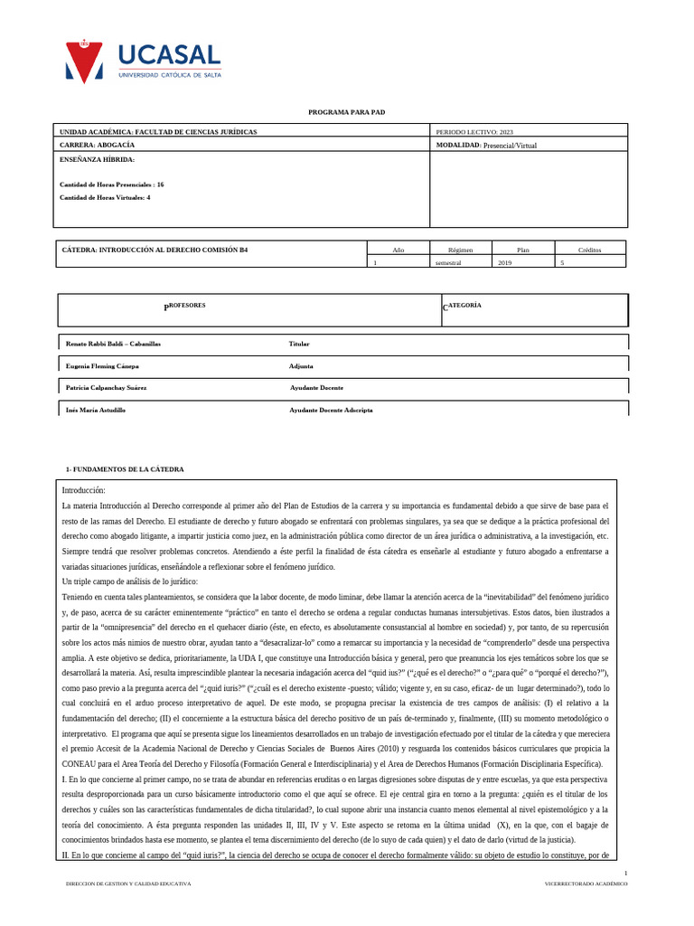 Modelo Programa simplificado 2024 | PDF | La Ley natural | Jurisprudencia