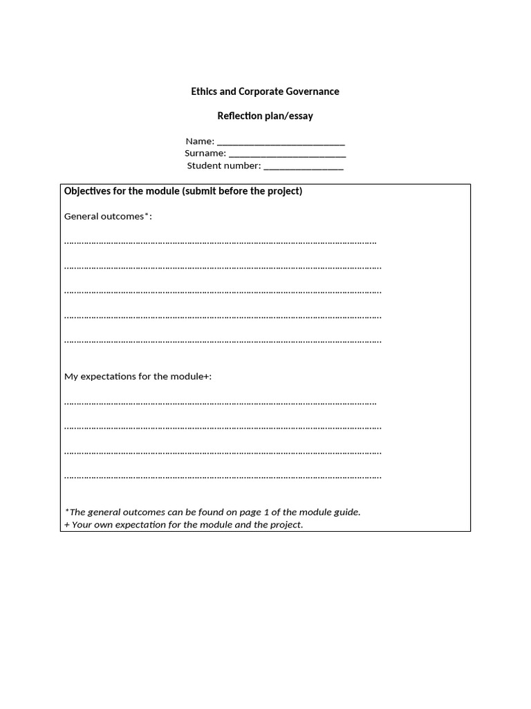 Reflective Essay Template (Print To PDF When Done) | PDF