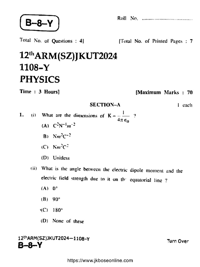 JK Bose Class 12 Physics 1108 y 2024 | PDF
