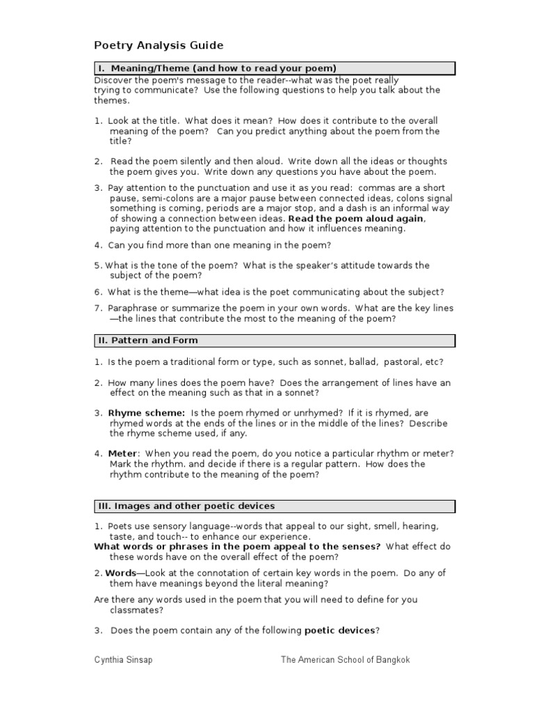 Poetry Analysis Guide-08 | PDF | Poetic Devices | Poetry