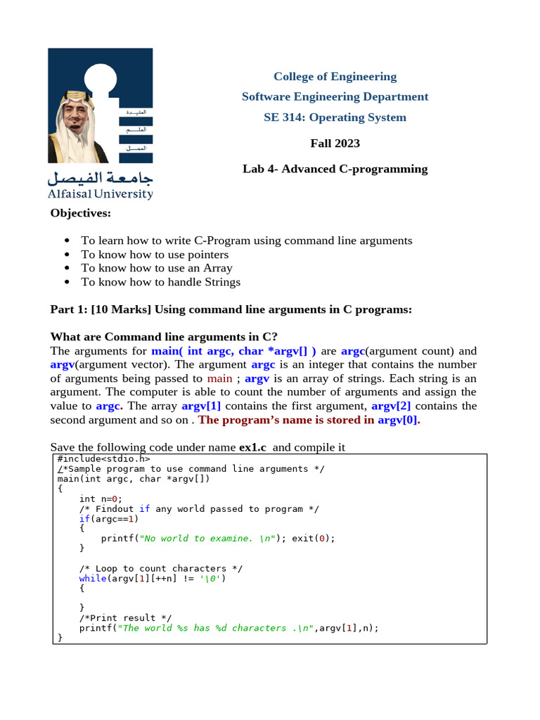 SE 314 Lab-4 Advanced C-Programming | PDF | Pointer (Computer Programming) | C (Programming ...