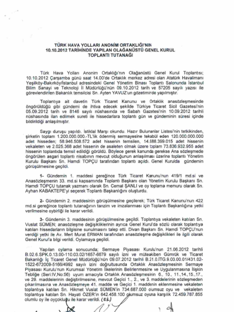 OLAGANÜSTÜ GENEL KURUL 2012 TUTANAK | PDF