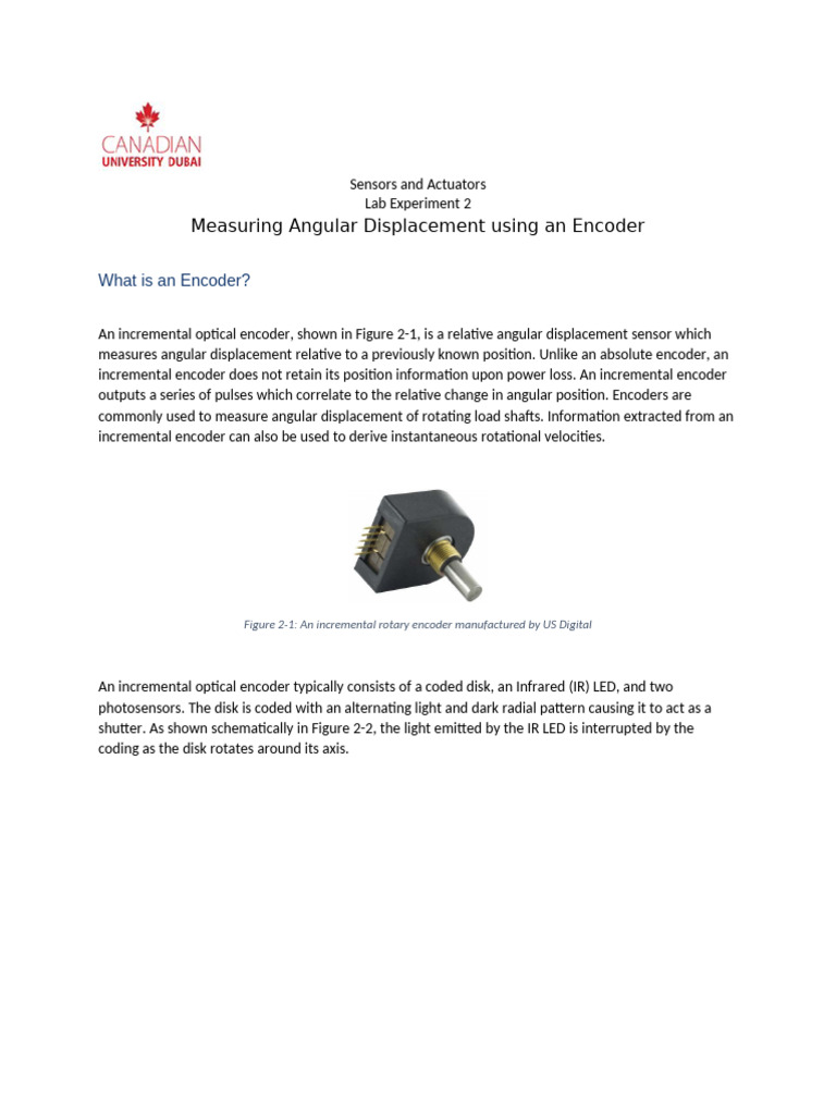 Measuring Angular Displacement Using An Encoder | PDF