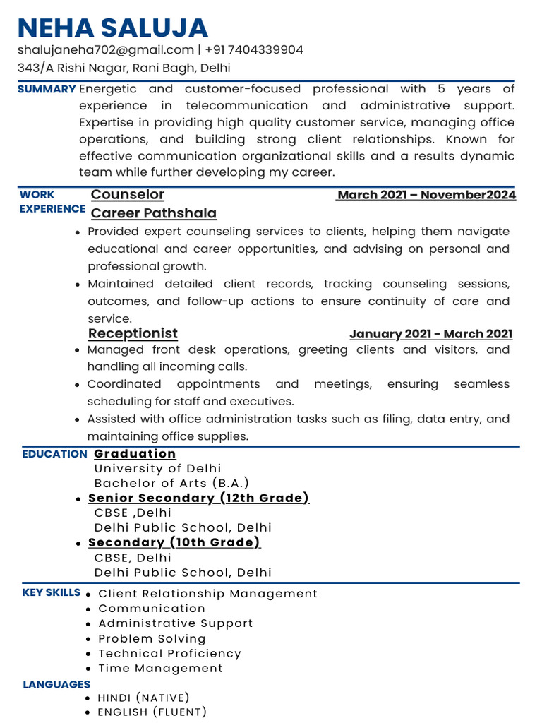 Neha Nanda CV | PDF
