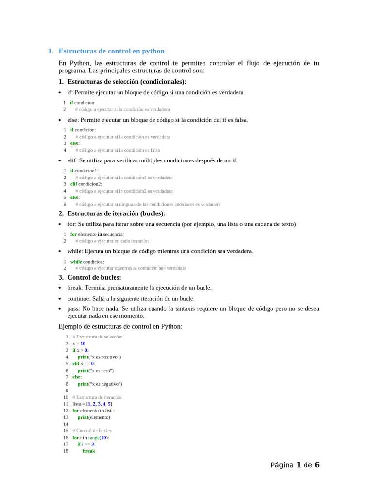 Estructuras de Control | PDF | Python (lenguaje de programación) | Flujo de control