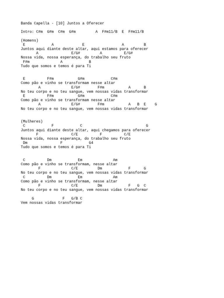 Juntos A Oferecer - Capella | PDF