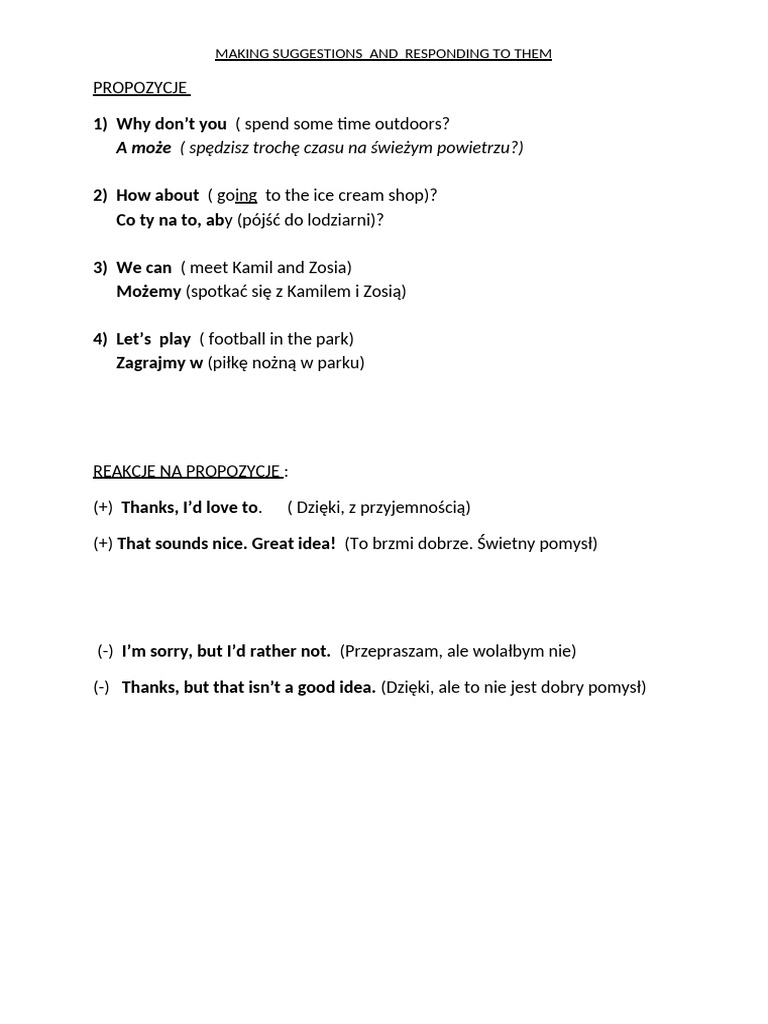 Speaking Making Suggestions | PDF