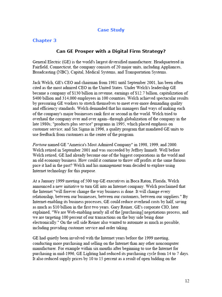Case Studies | PDF | General Electric | Supply Chain
