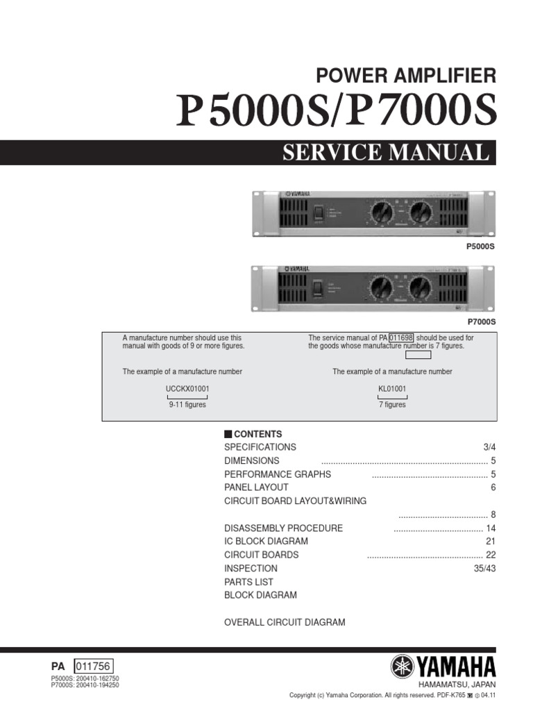 Yamaha P7000S Amp | PDF | Electrical Connector | Electrical Engineering