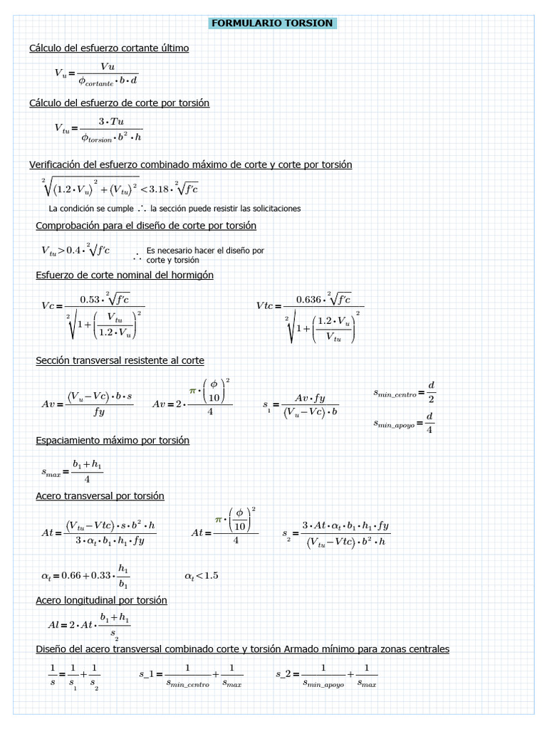 Formulario Torsión | PDF | Ingeniería mecánica | Mecánica