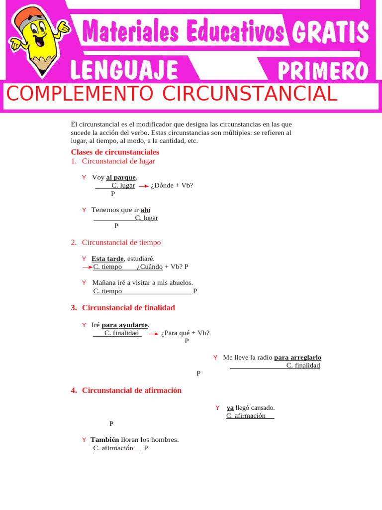 Complemento Circunstancial para Primer Grado de Secundaria | PDF | Adverbio