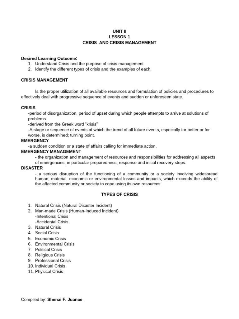 Unit II Incident Management | PDF | Crisis Management | Incident ...