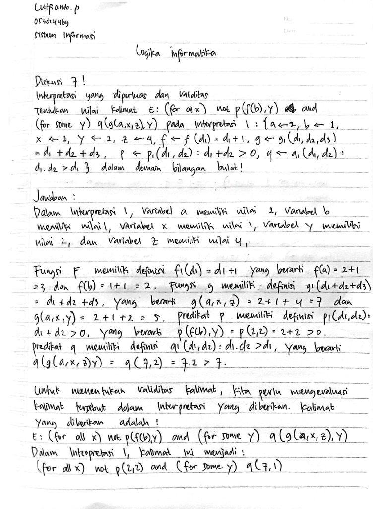 Diskusi 7_Logika informatika_Lutfi | PDF