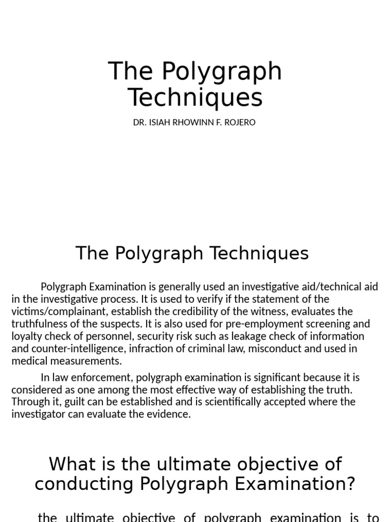 The Polygraph Techniques 094920 | PDF | Polygraph | Confession (Law)