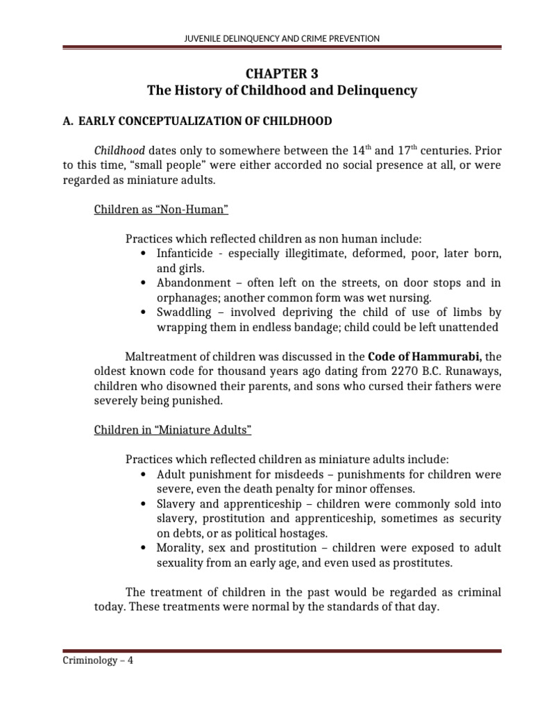 CHAPTER 3 History of Childhood and Delinquency | PDF | Juvenile ...