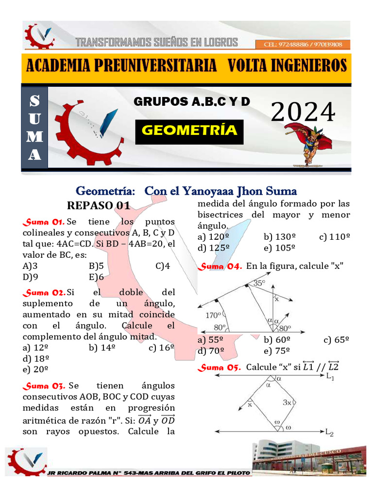 Repaso 01 Geometria 2025 | PDF | Geometría Elemental | Geometría euclidiana
