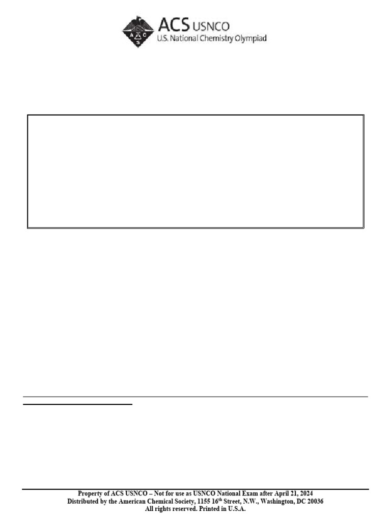 2024-usnco-national-exam-part-iii | PDF | Calorimetry | Mole (Unit)