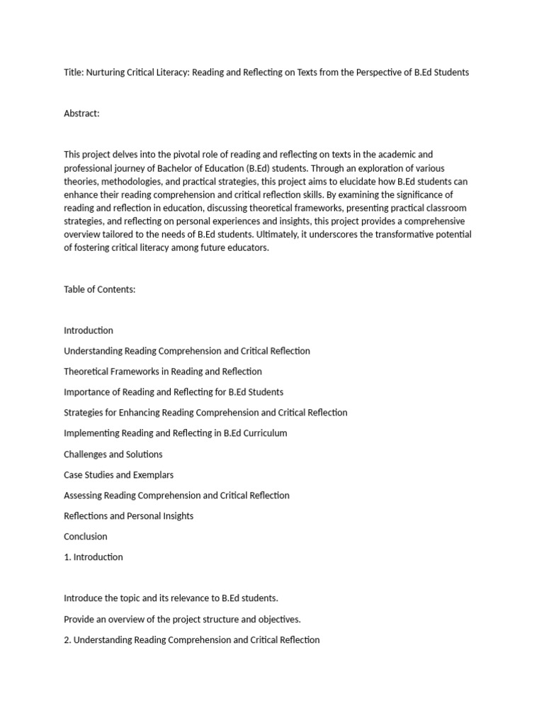 reading and reflecting the text overview | PDF | Reading Comprehension ...