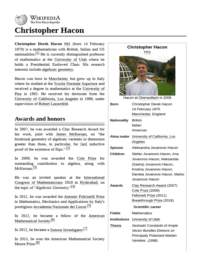 Christopher_Hacon | PDF | Mathematics | Algebraic Geometry