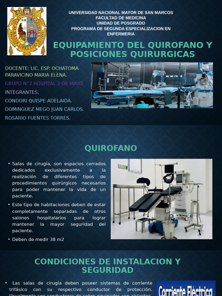 EQUIPAMIENTO DEL QUIROFANO Y POSICIONES QUIRURGICAS | PDF | Isquemia | Cirugía