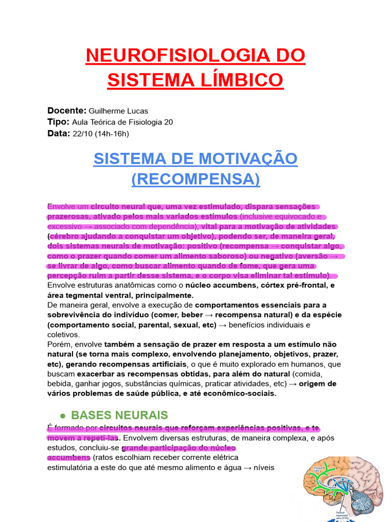 Tf20 - Neurofisiologia Do Sistema Límbico | PDF | Memória | Cérebro