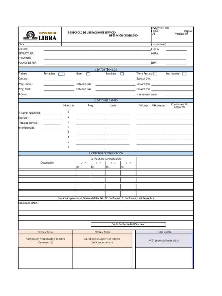 FORMATO DE LIBERACION DE RELLENO | PDF