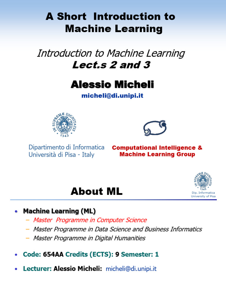 ML 23 First Lectures 2 3 v0.1 | PDF | Machine Learning | Statistical Classification