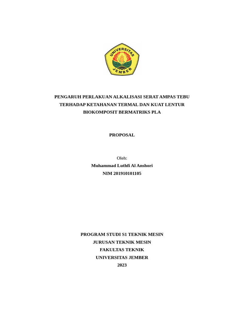 Alkalinisasi Serat Ampas Tebu pada Biokomposit PLA | PDF