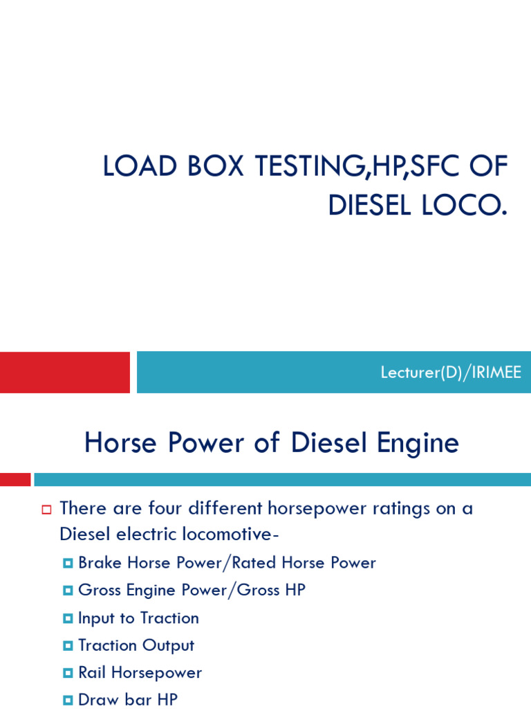 Alco-Load Box Testing, HP, SFC | PDF | Horsepower | Locomotives