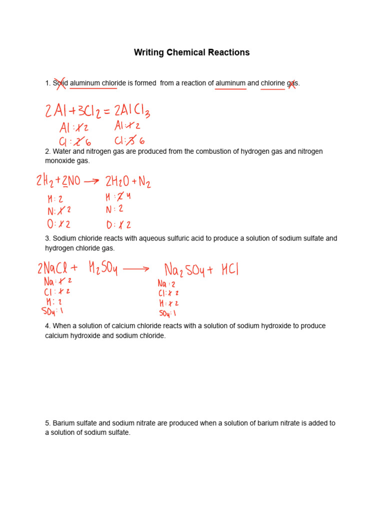 Writing Chemical Reactions 2 | PDF