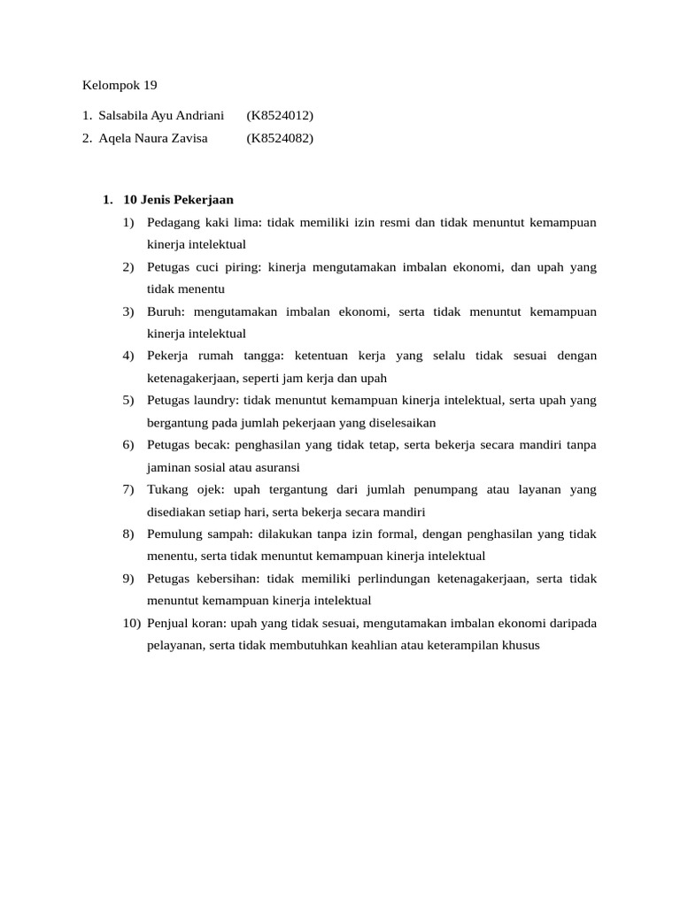 10 Jenis Pekerjaan dan Profesi Penting | PDF